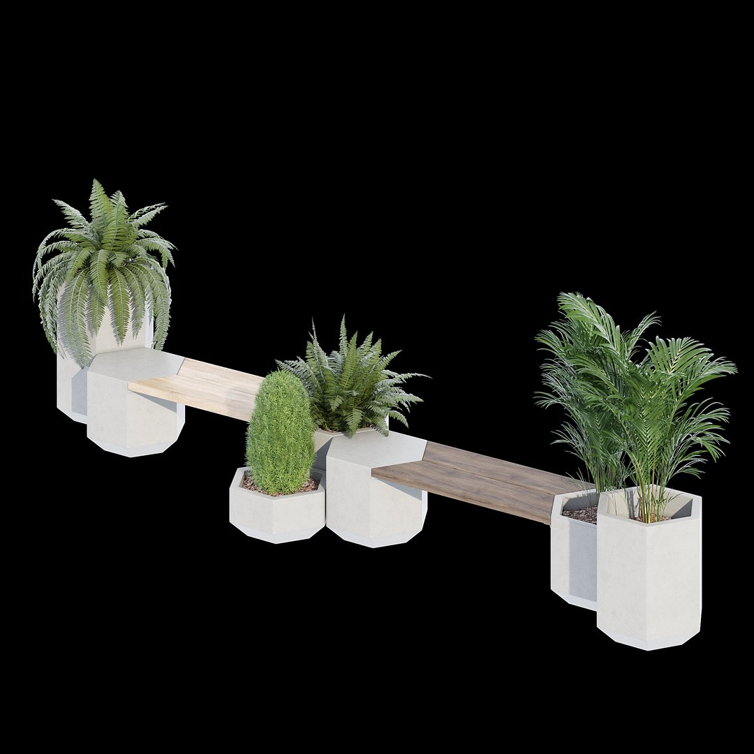 Concrete Hex-Bench 3D Model - TurboSquid 2025559