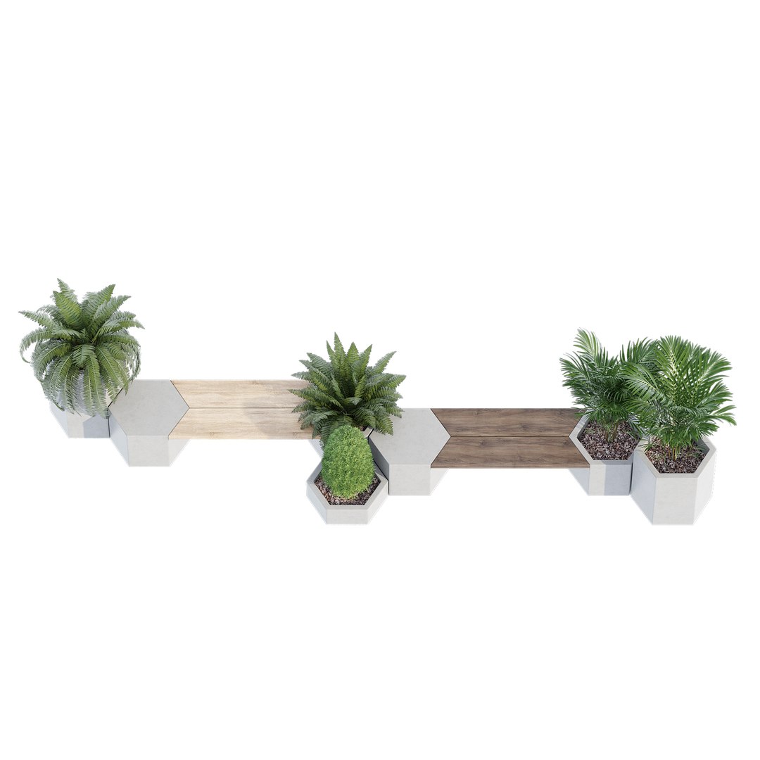 Concrete Hex-Bench 3D Model - TurboSquid 2025559