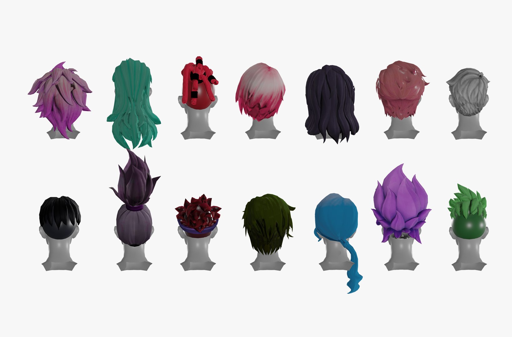 3D Model 20 Stylized Male Hair Models Pack 2 - Low Poly 3D - TurboSquid ...