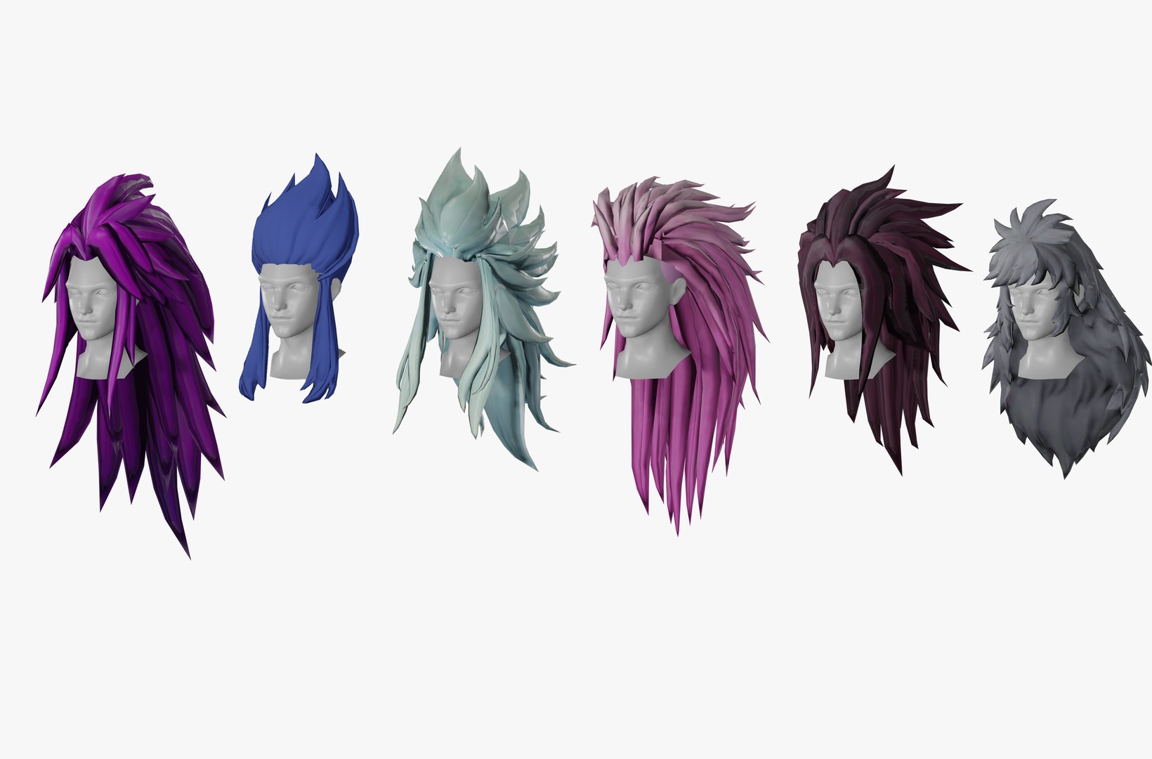 3D Model 20 Stylized Male Hair Models Pack 2 - Low Poly 3D - TurboSquid ...