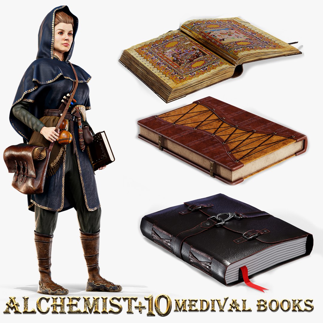 ALCHEMIST WITH 10 MEDIVAL BOOKS 3D model - TurboSquid 2047218