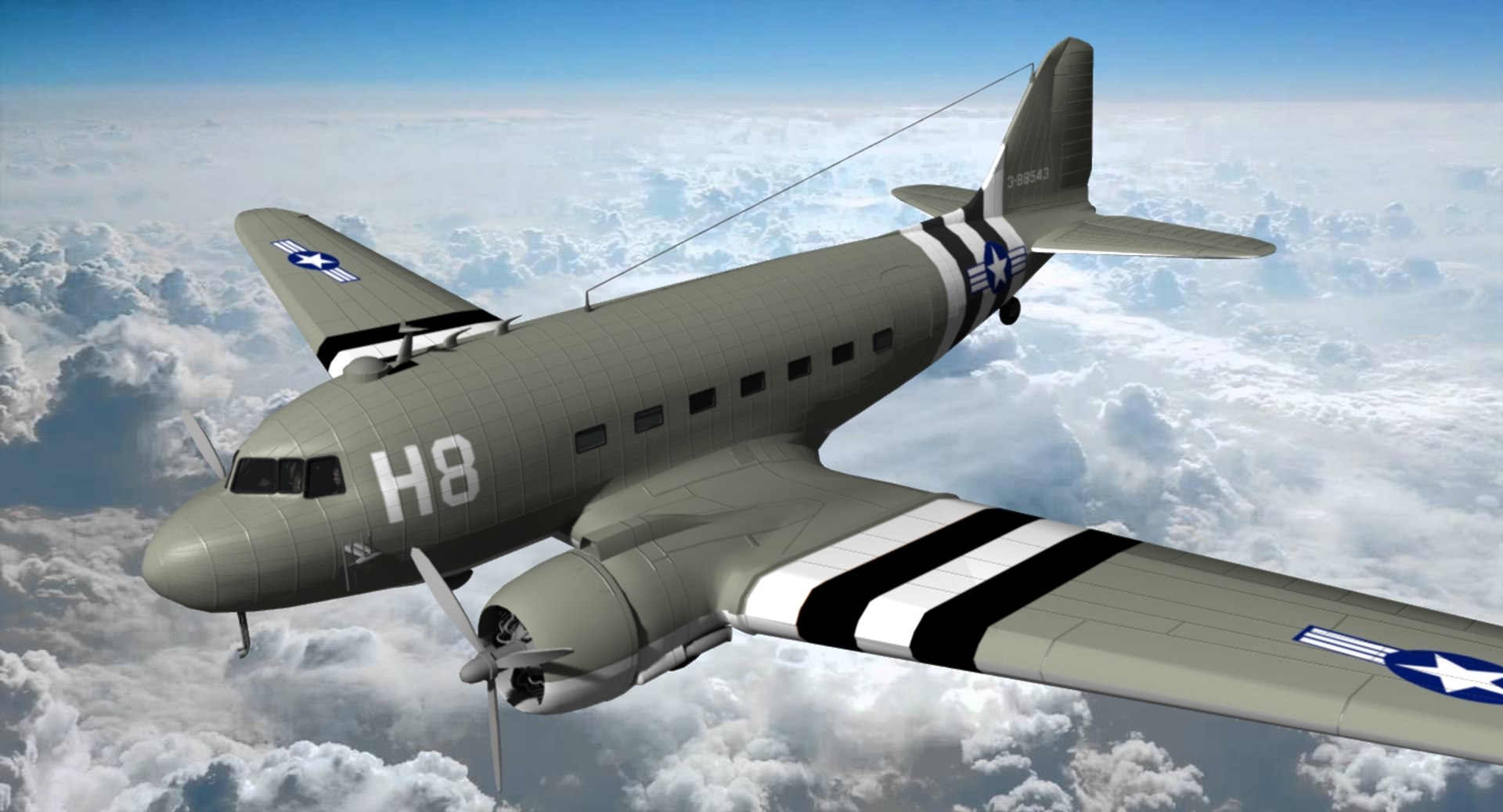 3d Douglas C-47 Skytrain Transport