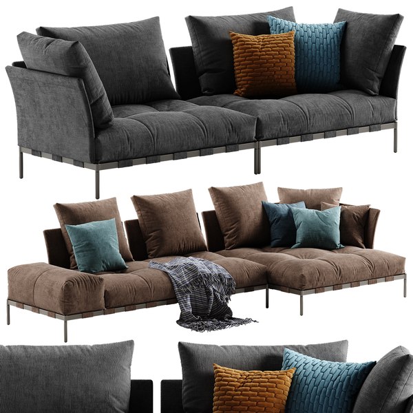 3D pixel light sofa set model - TurboSquid 1629640