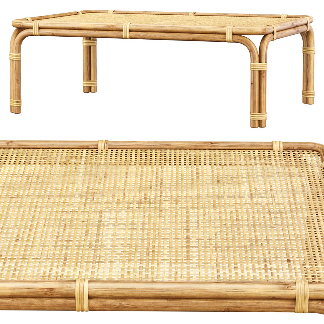 3D Elio rectangle rattan coffee table model - TurboSquid 1715254