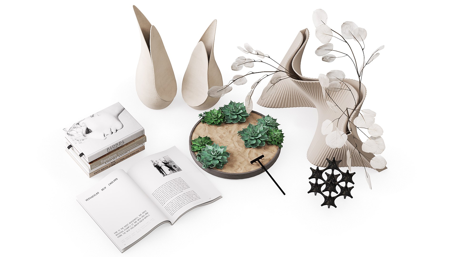 Decorative Set In Beige Tones 3D Model - TurboSquid 2137859