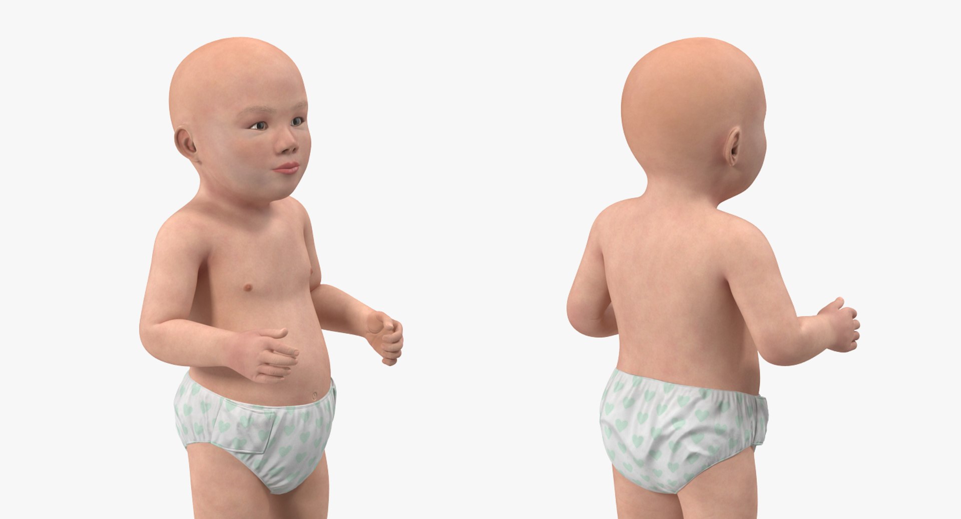 3d Asian Baby Boy Standing Model