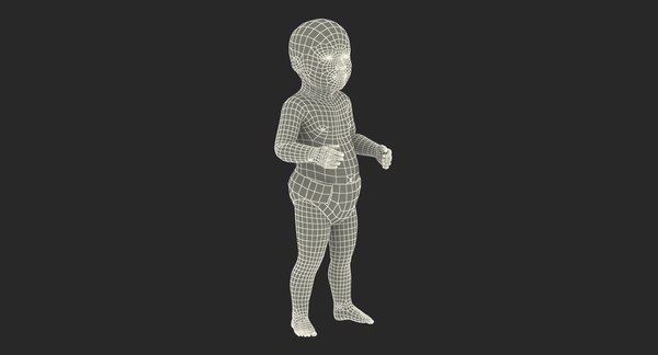 3d asian baby boy standing model