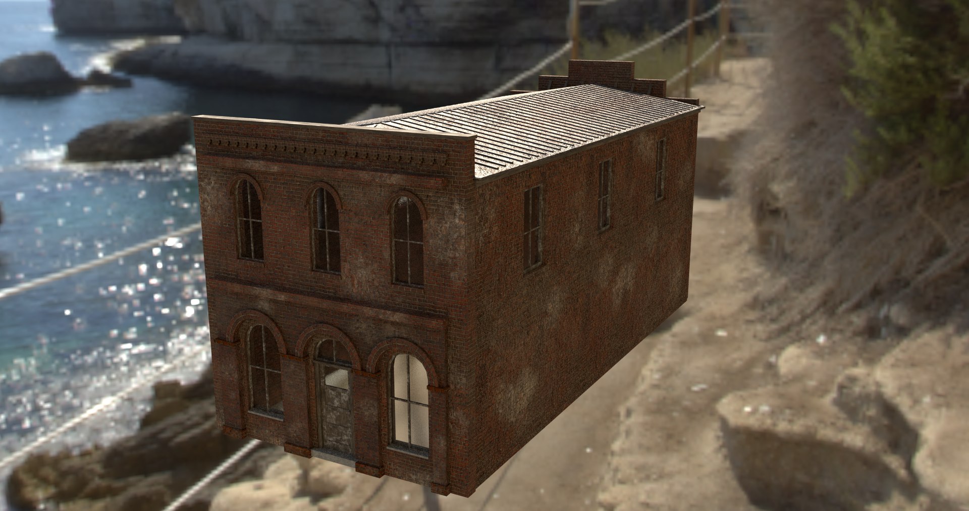 3D Western Brick Building - TurboSquid 1911941