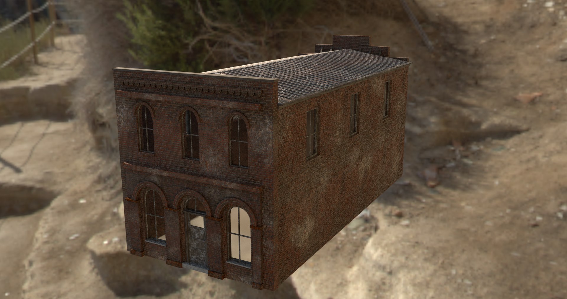 3D Western Brick Building - TurboSquid 1911941
