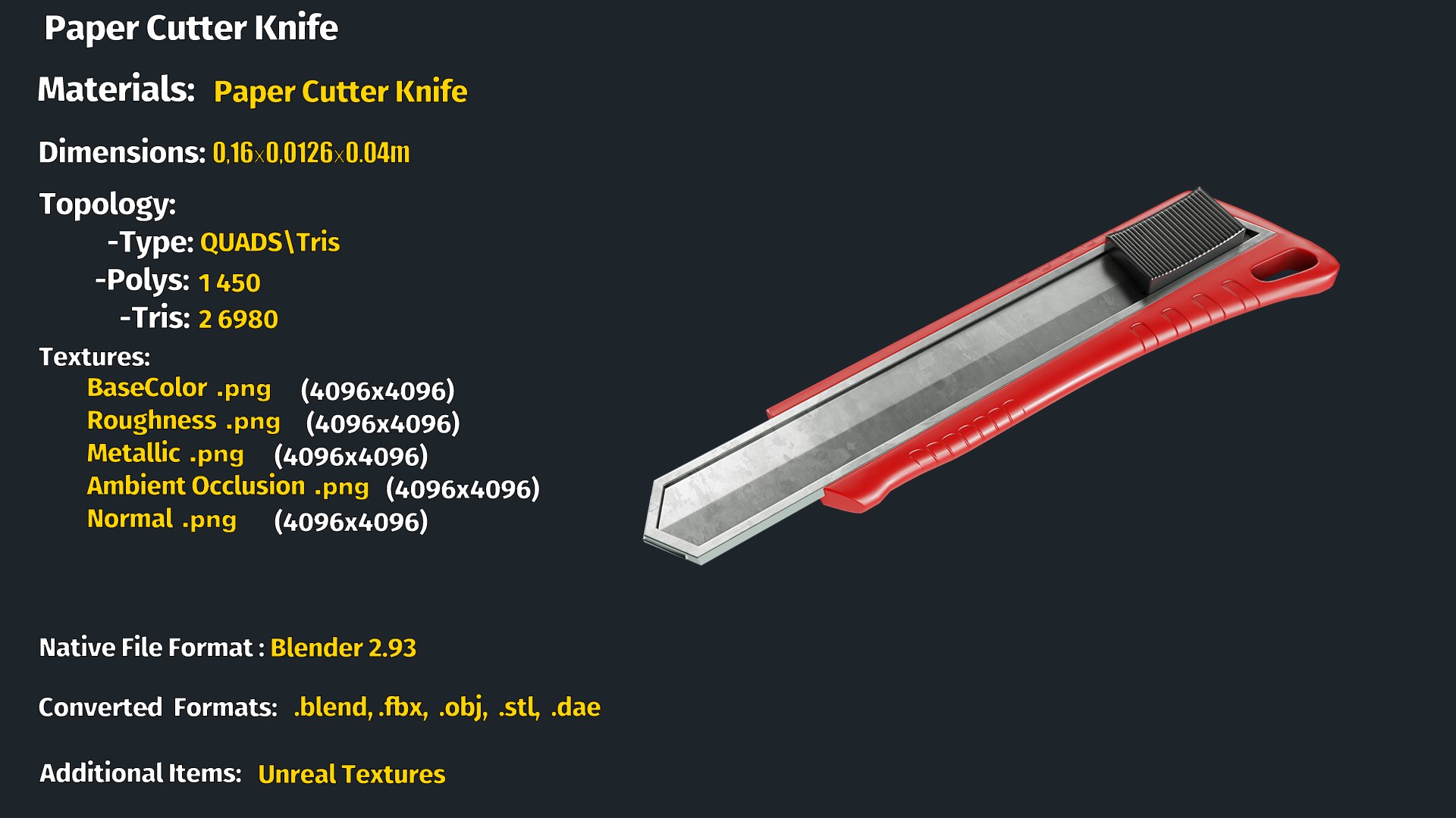 Paper Cutter Knife 3D - TurboSquid 1802264