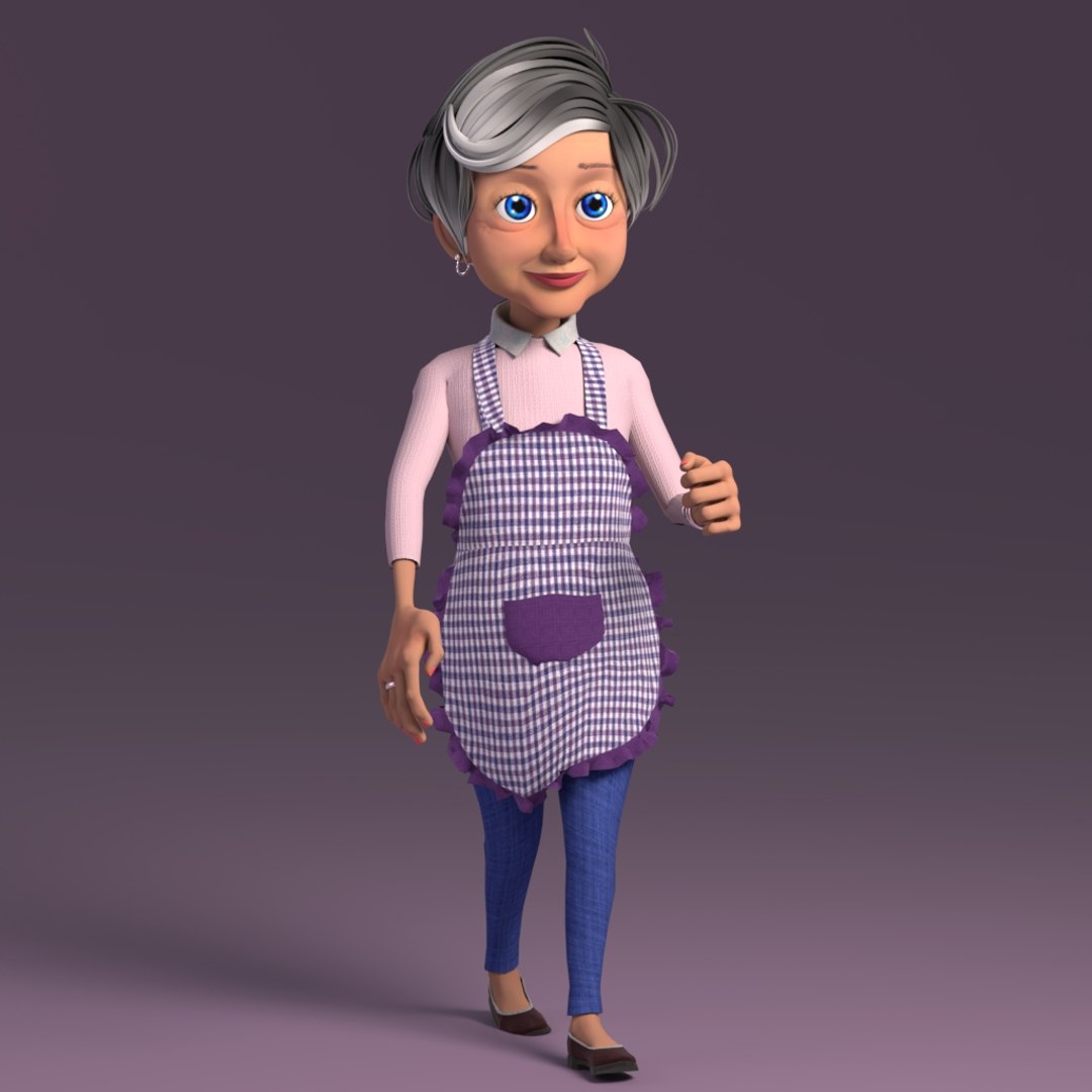 3D Cartoon Old Woman GrandMa with Rig - TurboSquid 1778864
