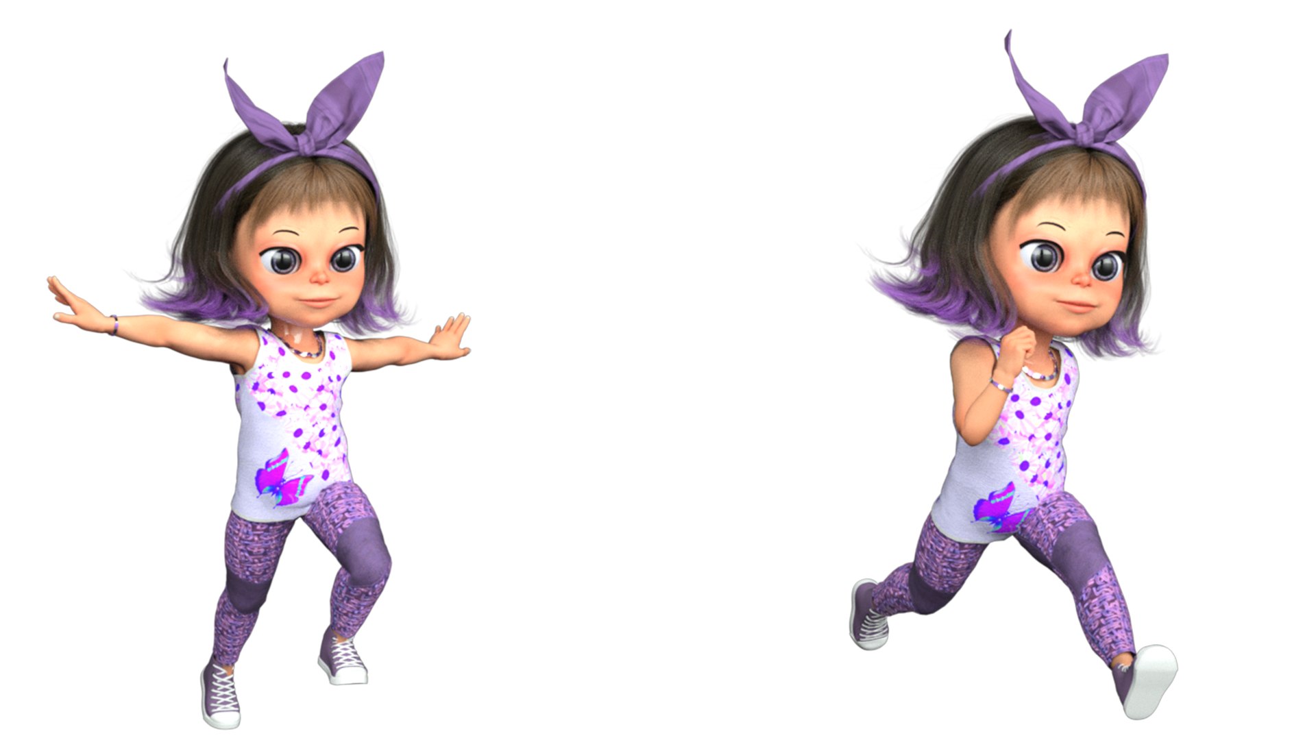 Cartoon 3D Rigged Cute Little Girl-Anna Character Model 3D - TurboSquid ...
