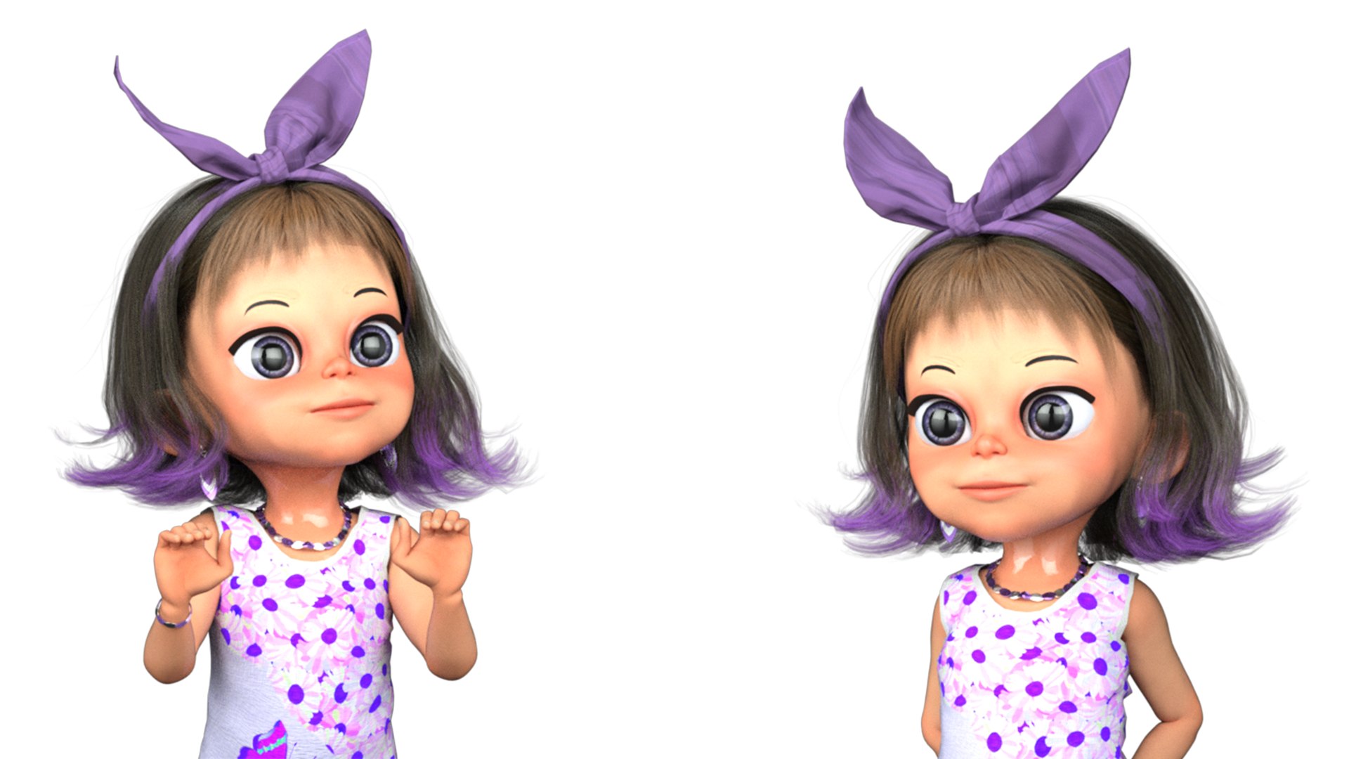 Cartoon 3D Rigged Cute Little Girl-Anna Character Model 3D - TurboSquid ...