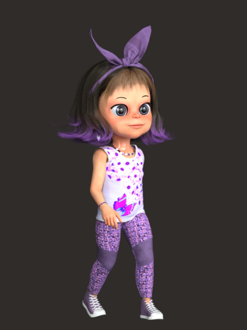 Cartoon 3D Rigged Cute Little Girl-Anna Character Model 3D - TurboSquid ...