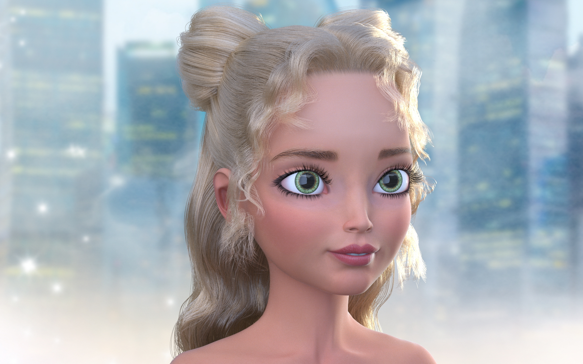 만화 소녀 금발 짧은 드레스 3D 모델 - TurboSquid 2092035