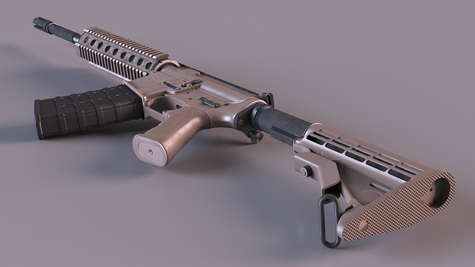 AR-15 Automatic Rifle Desert Camoufleged Model - TurboSquid 2216660
