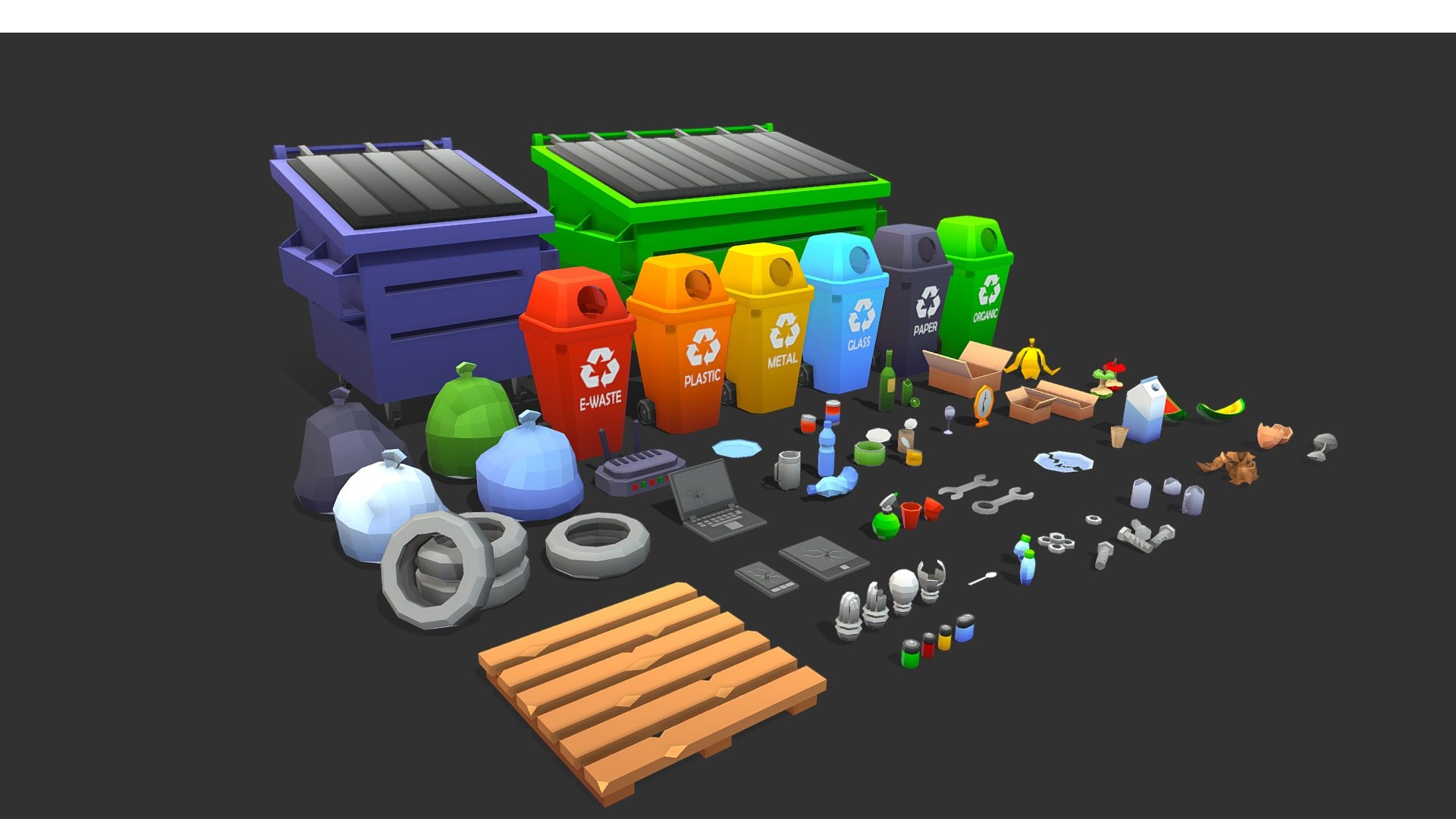 3D Stylize Low Poly Garbage Pack Model - TurboSquid 1988874