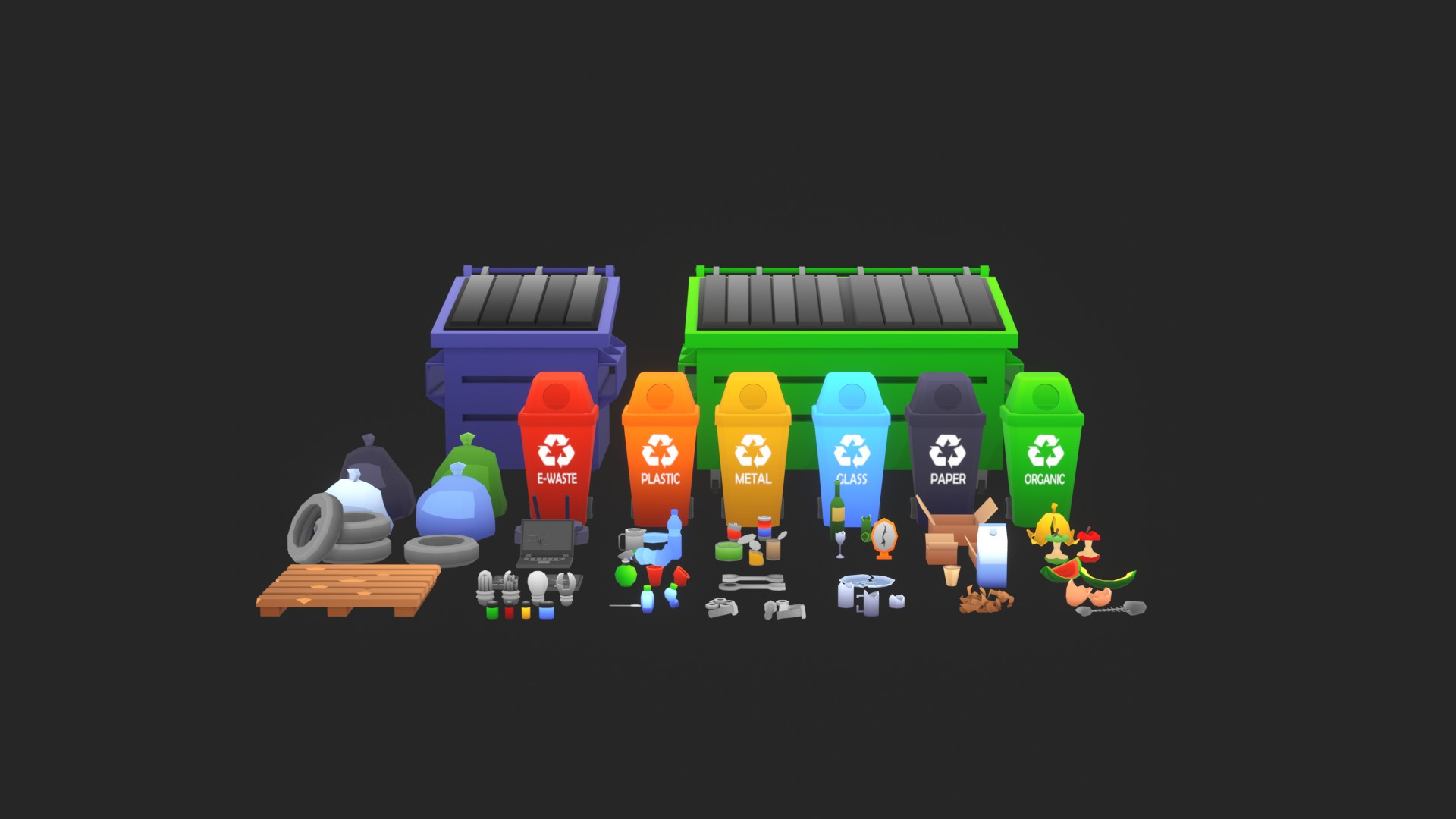 3D Stylize Low Poly Garbage Pack Model - TurboSquid 1988874