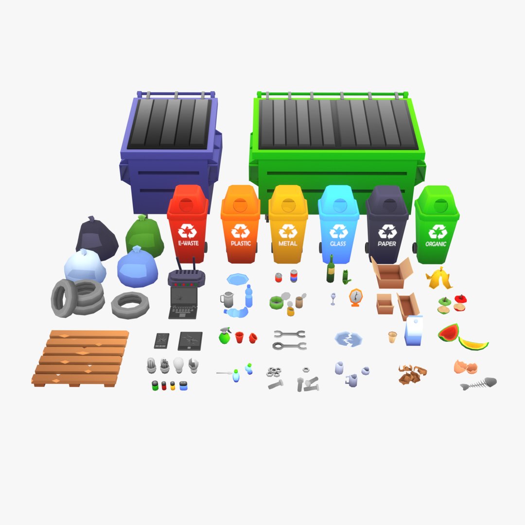 3D Stylize Low Poly Garbage Pack Model - TurboSquid 1988874