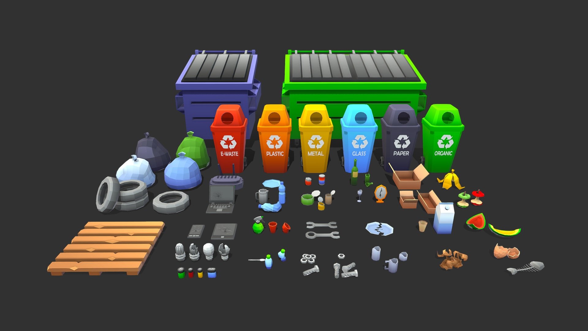 3D Stylize Low Poly Garbage Pack Model - TurboSquid 1988874