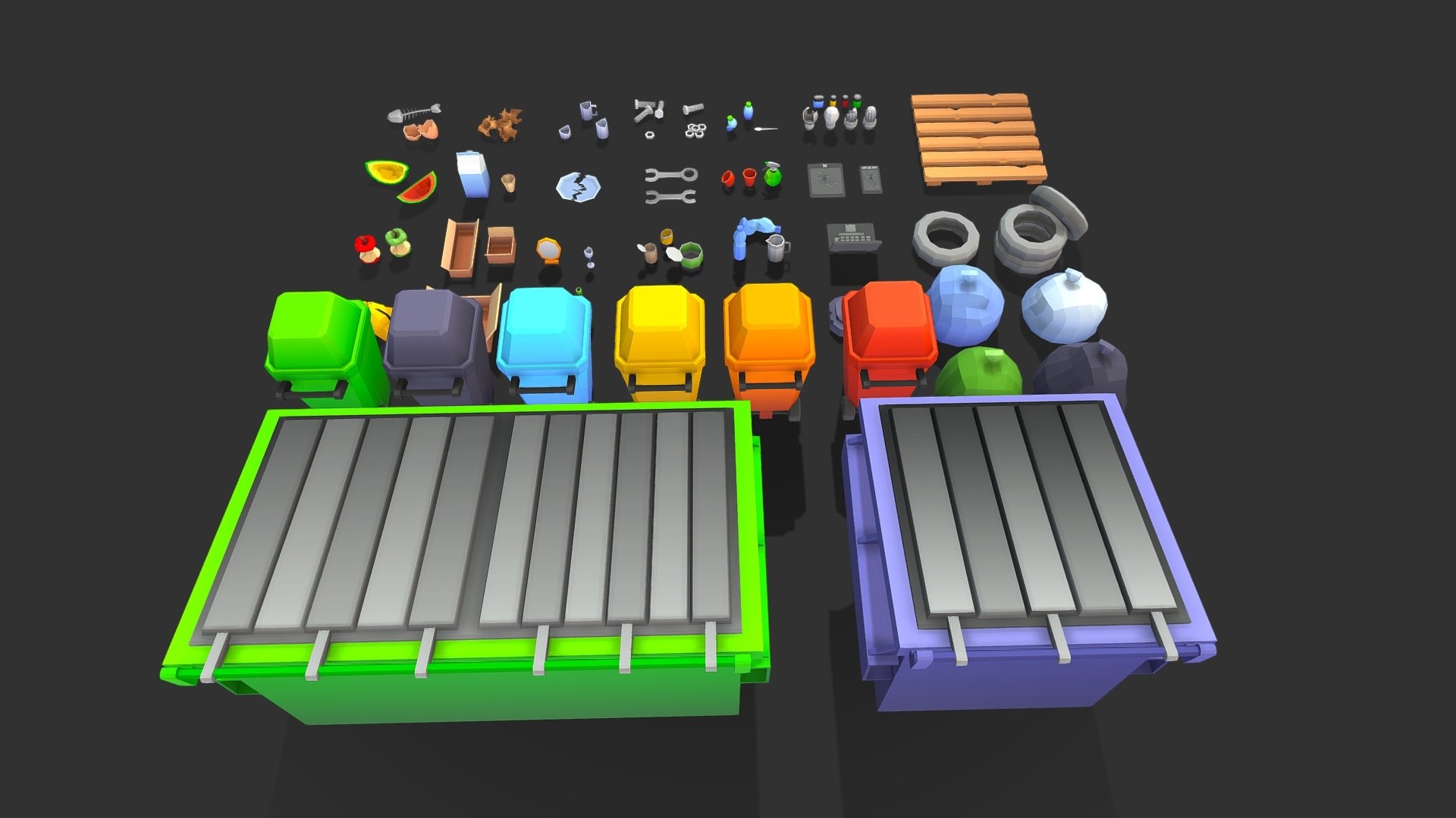 3D Stylize Low Poly Garbage Pack Model - TurboSquid 1988874