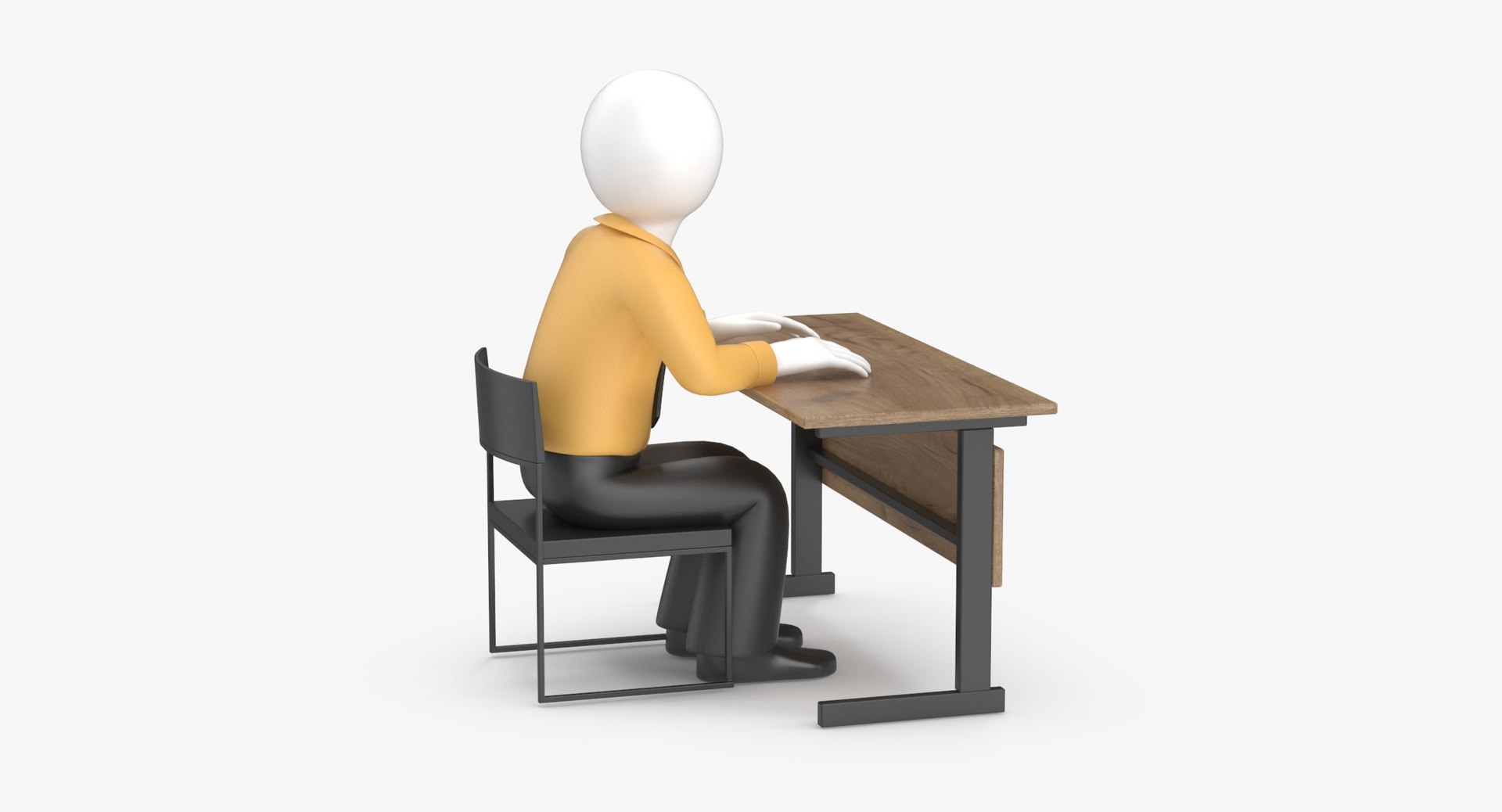 3D Model Stickman At The Table - TurboSquid 2350573