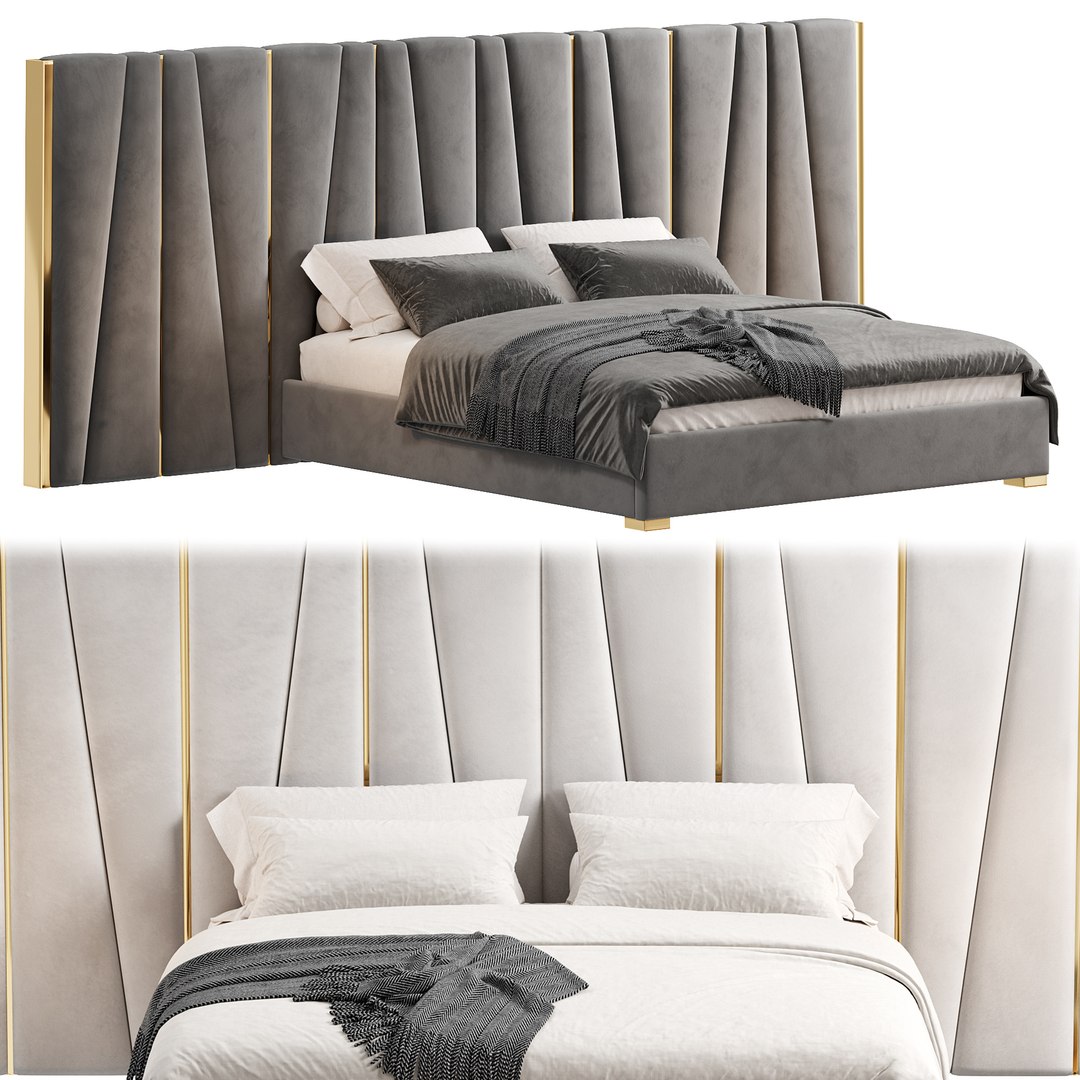Modrest Nixa Modern White Bonded Gold Bed Model - TurboSquid 2140169