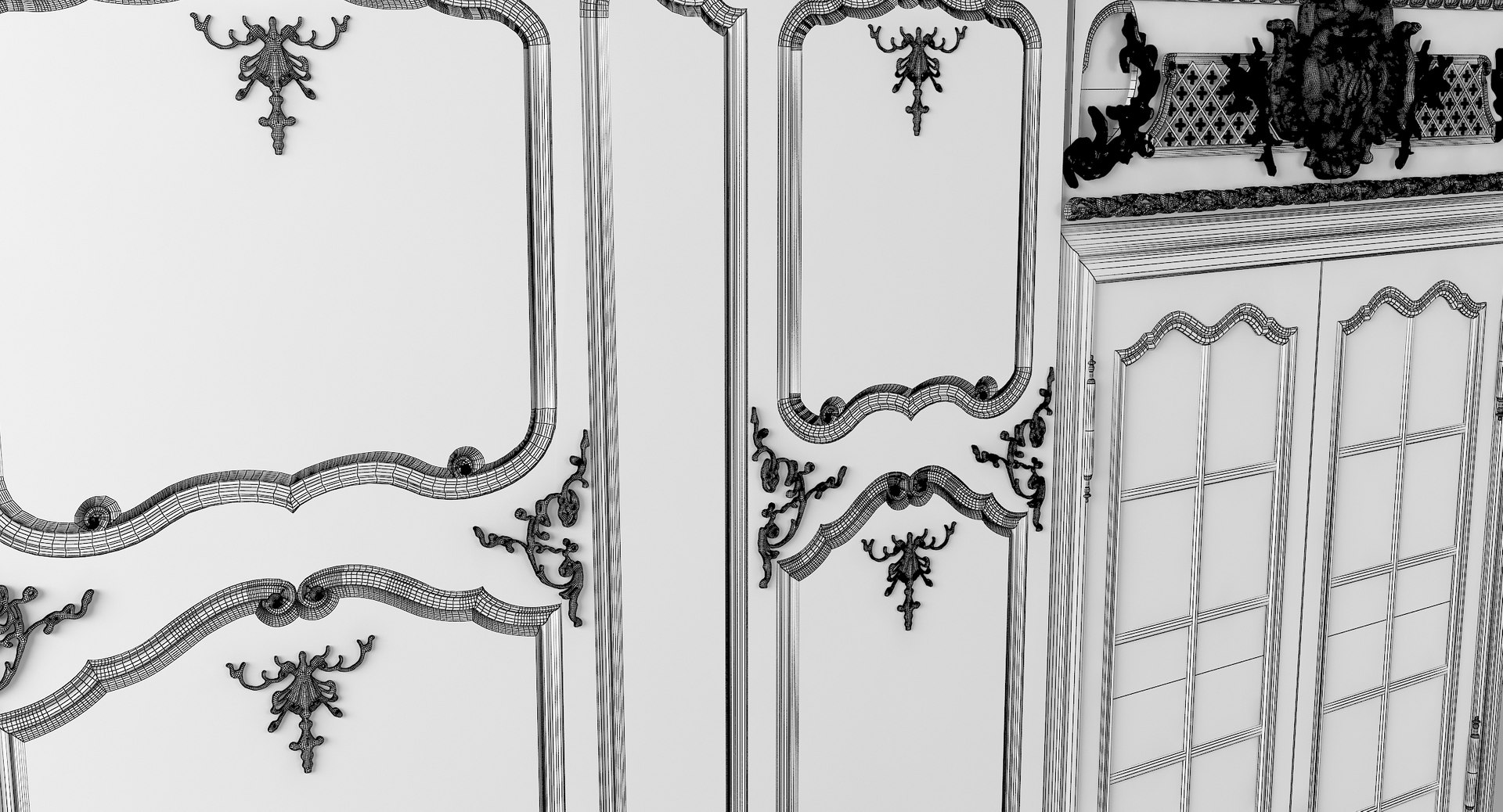3d Baroque Victorian Wall Model