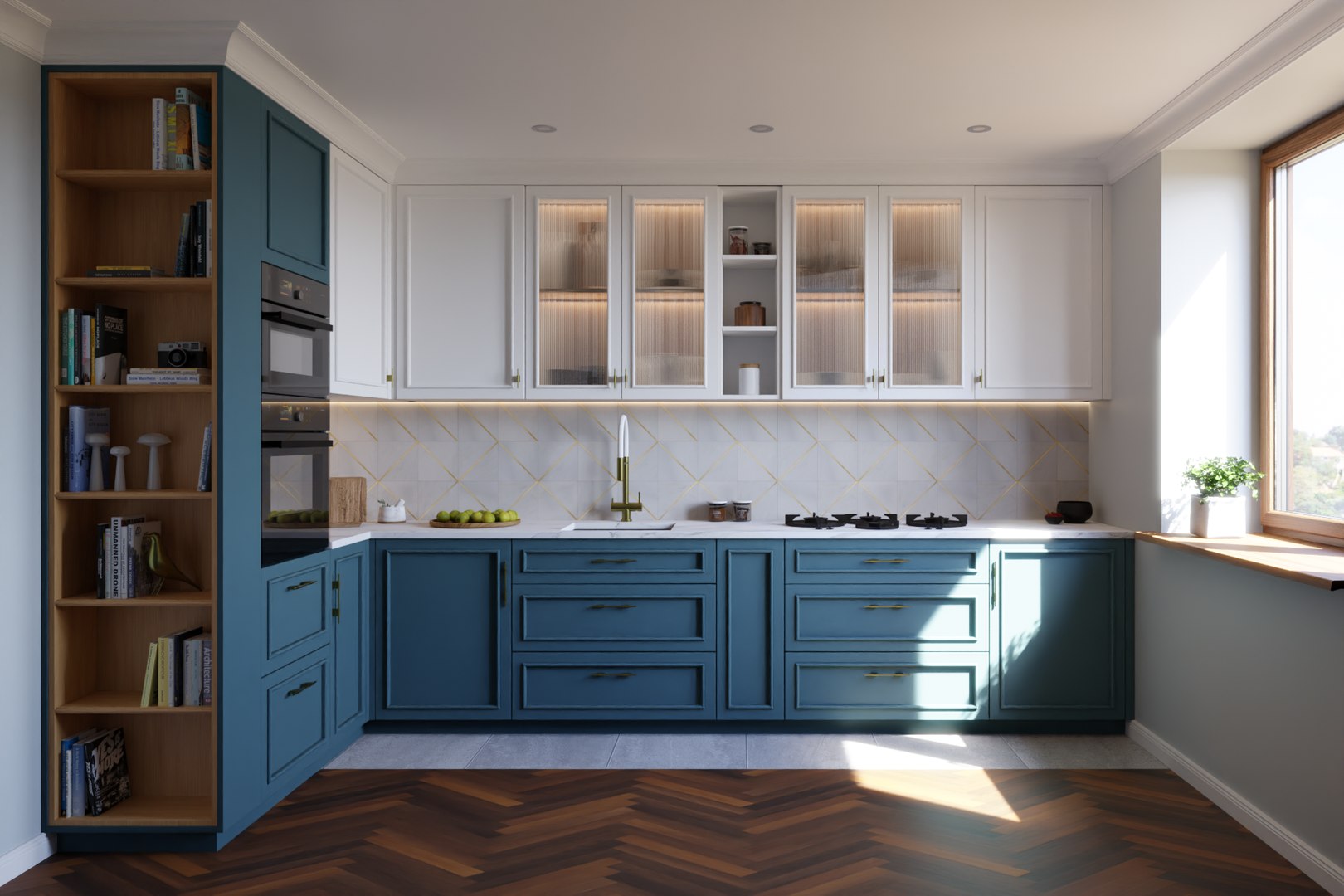 Classic Style L-shape Kitchen 3D - TurboSquid 2060464