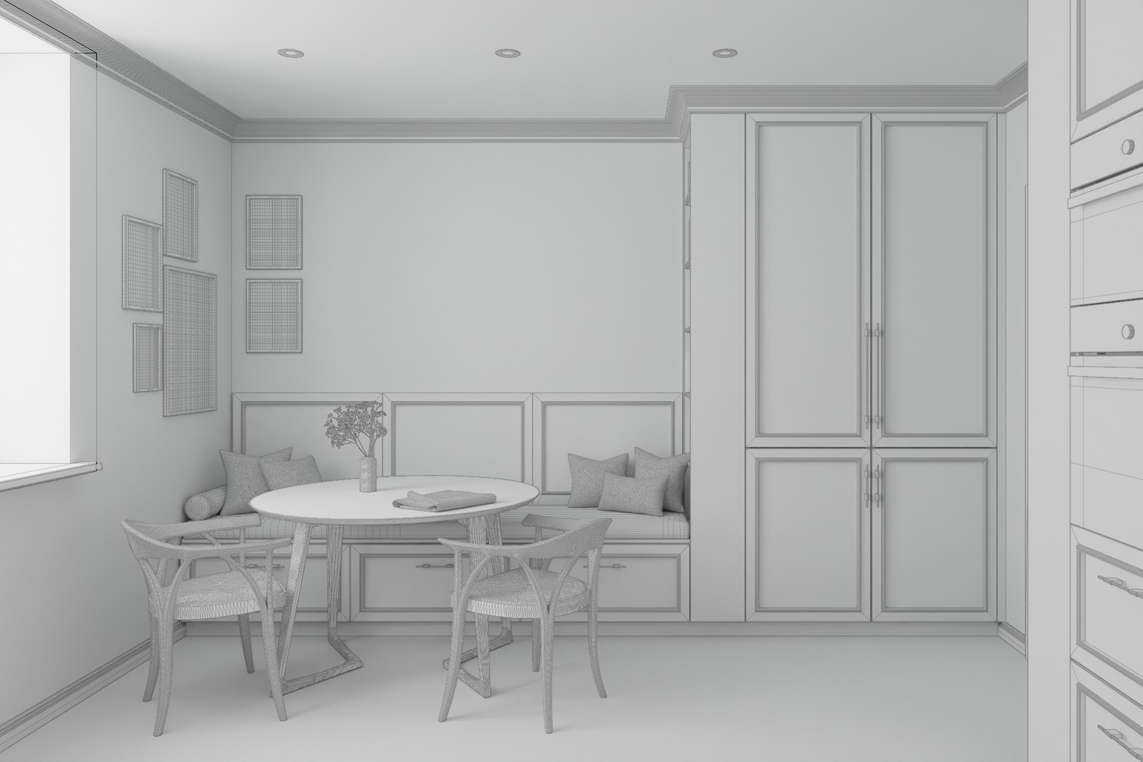 Classic Style L-shape Kitchen 3D - TurboSquid 2060464