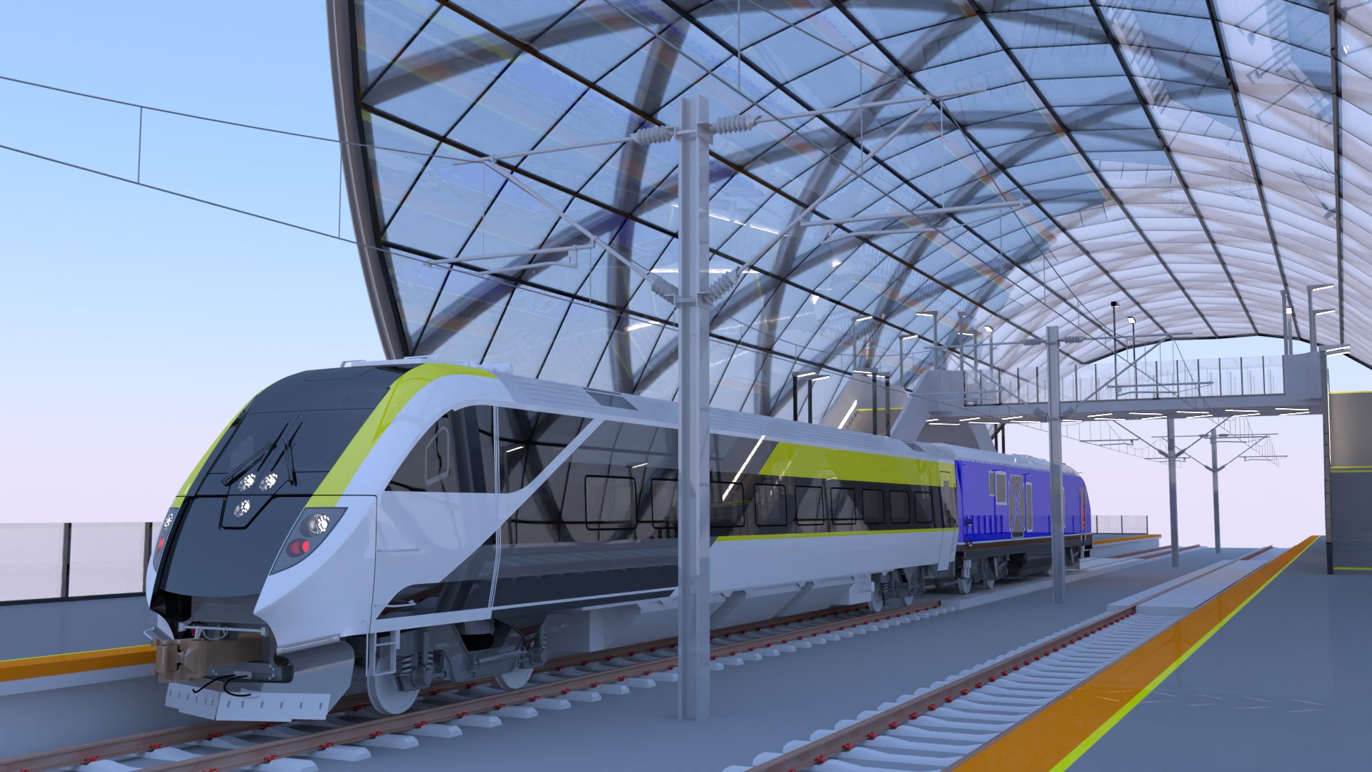 3D Stations With American Train IV Model - TurboSquid 2309397