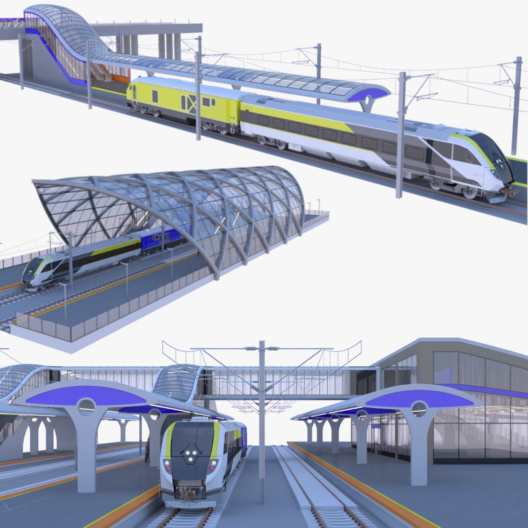 3D Stations With American Train IV Model - TurboSquid 2309397