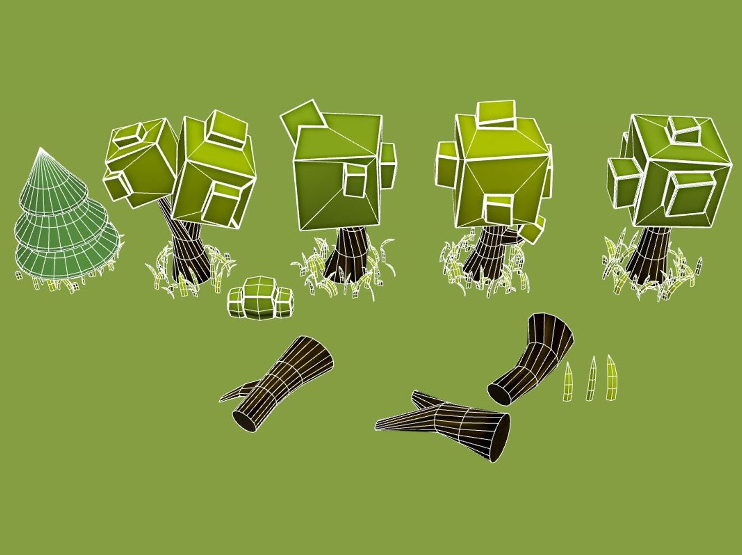 3d Cartoon Tree Model