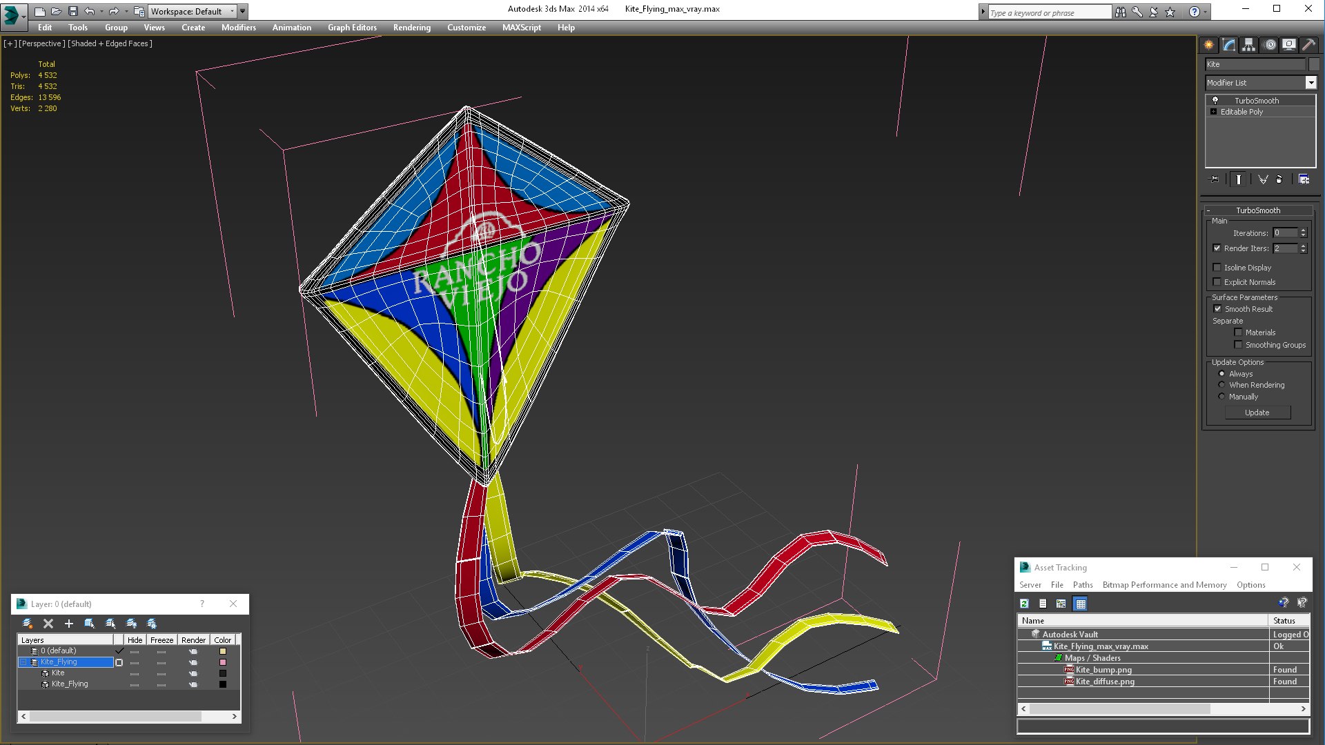 3D Model Kite Flying - TurboSquid 2127776