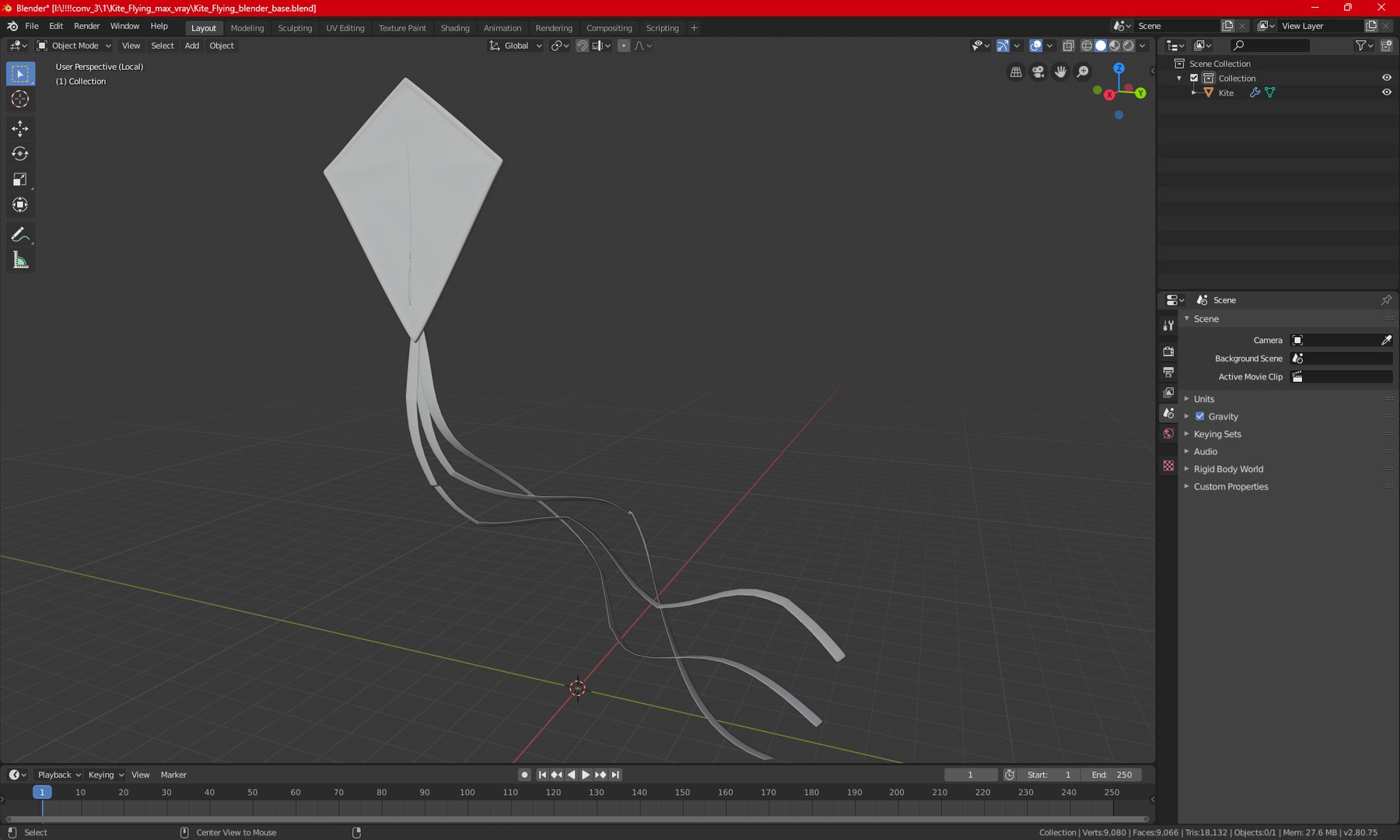 3D Model Kite Flying - TurboSquid 2127776