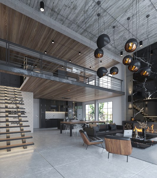 3D Loft Apartment Interior model - TurboSquid 1794362