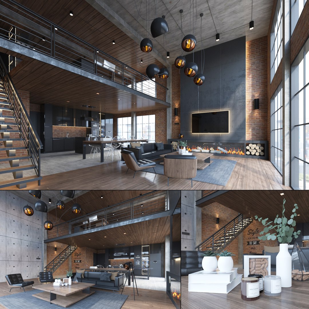 3D Loft Apartment Interior Model - TurboSquid 1794362