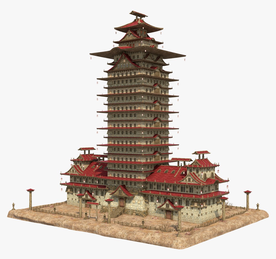 Fantasy Asian Tower Castle 3D Model - TurboSquid 1791310