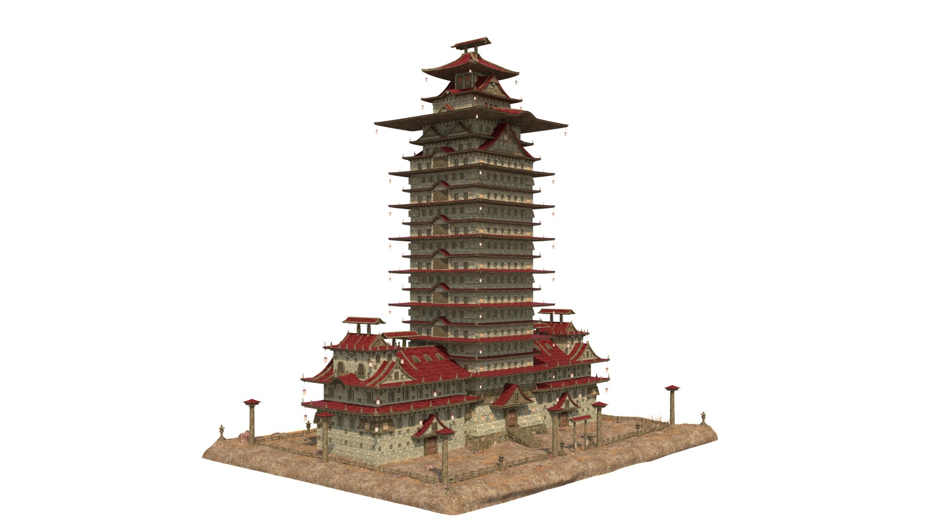 Fantasy Asian Tower Castle 3D Model - TurboSquid 1791310