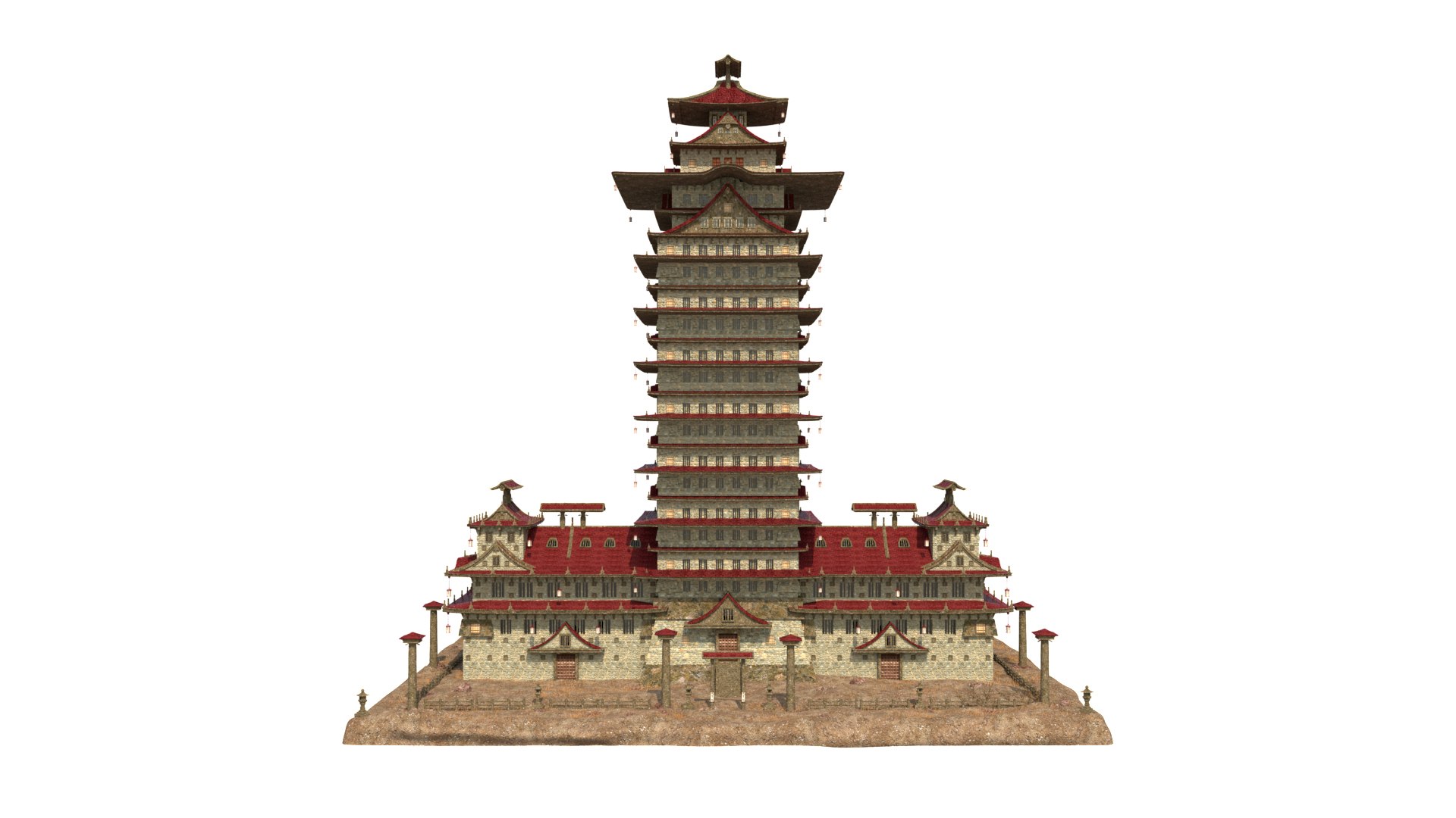 Fantasy Asian Tower Castle 3D Model - TurboSquid 1791310