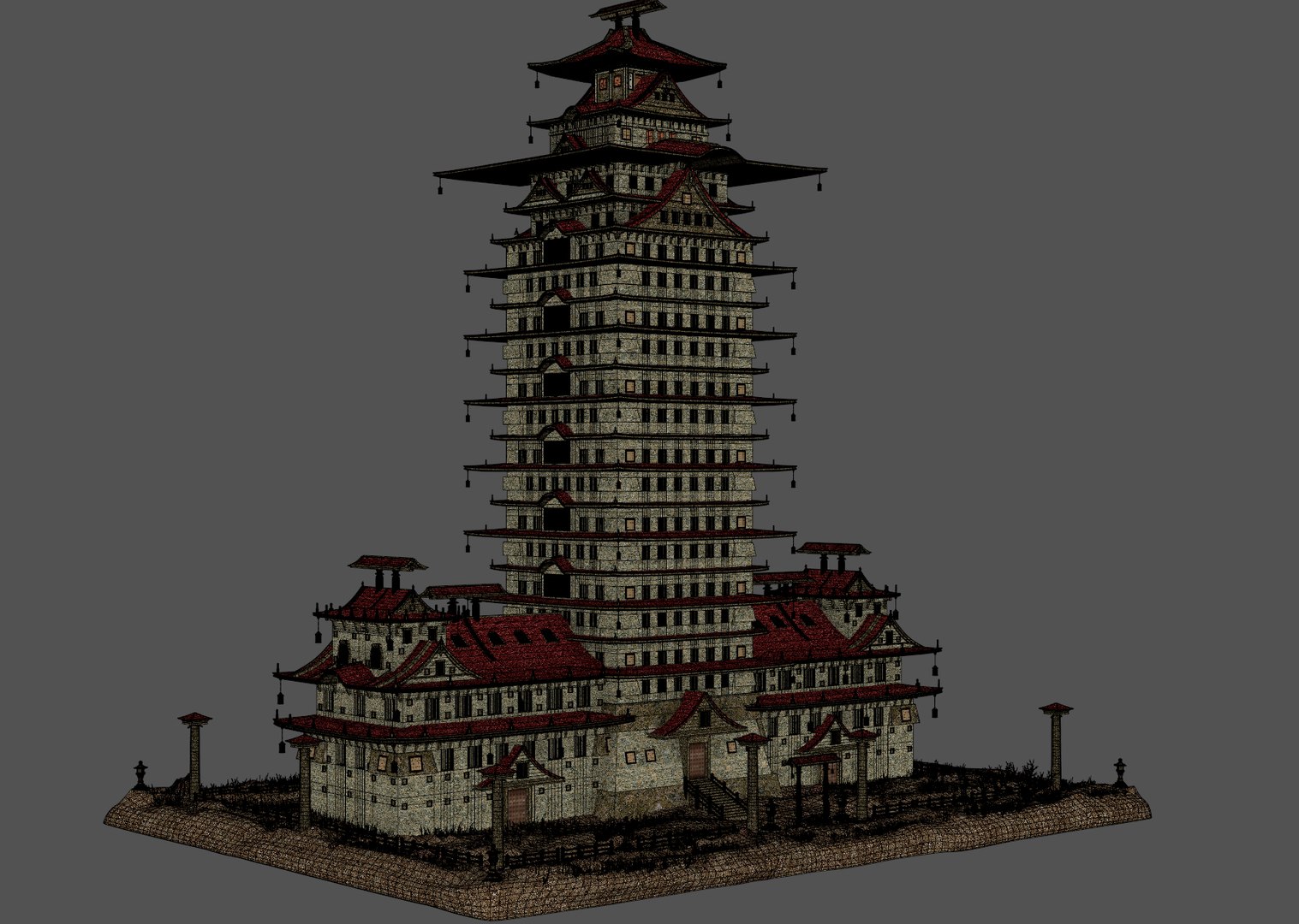 Fantasy Asian Tower Castle 3D Model - TurboSquid 1791310