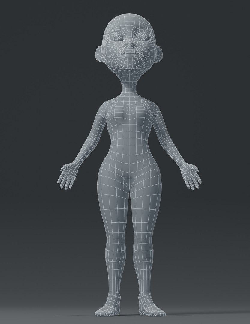 3D Female Body Cartoon Base Mesh - TurboSquid 1521528