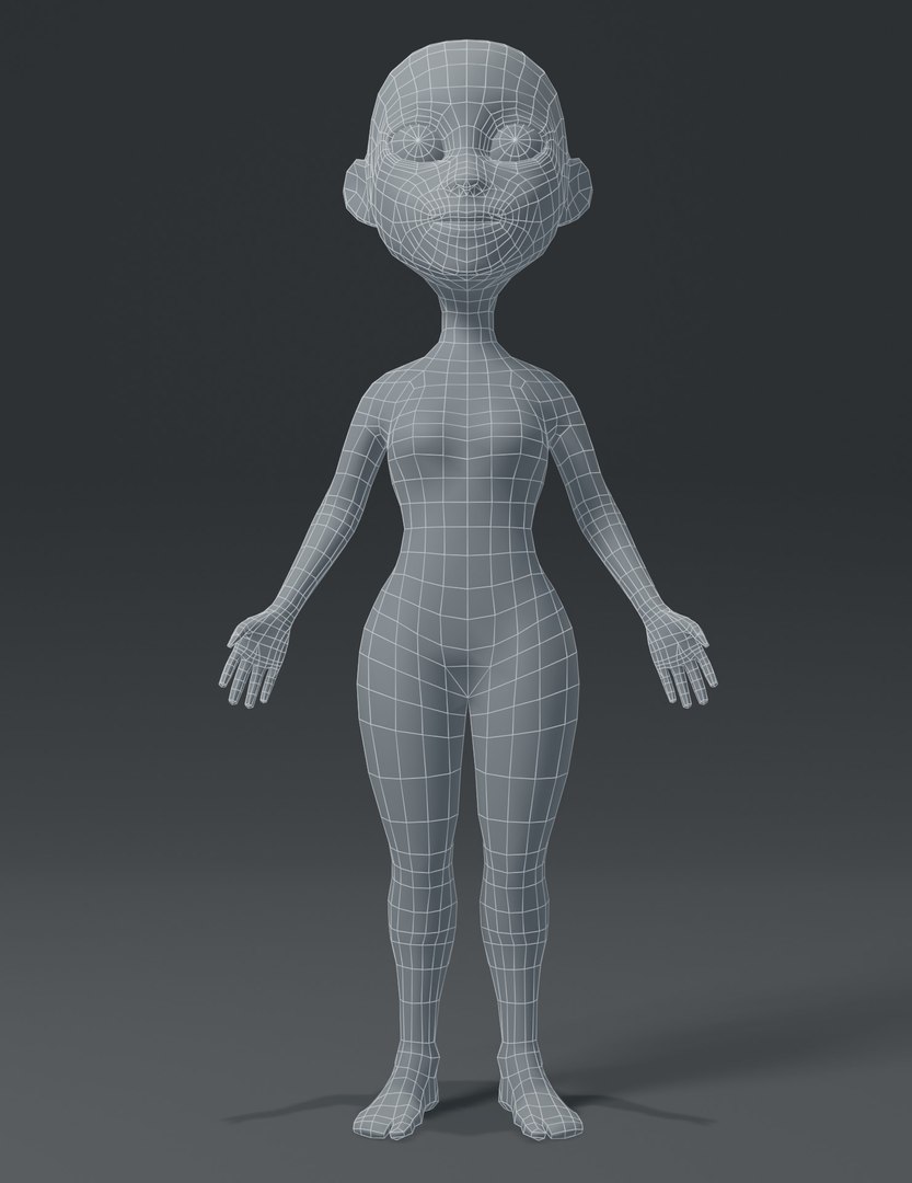 3D Female Body Cartoon Base Mesh - TurboSquid 1521528