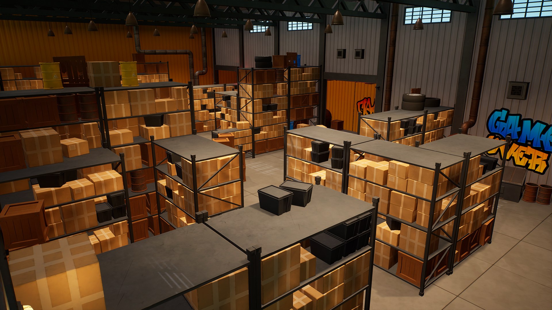 3D Stylized Low Poly FPS Map 1 - Warehouse Model - TurboSquid 2224355