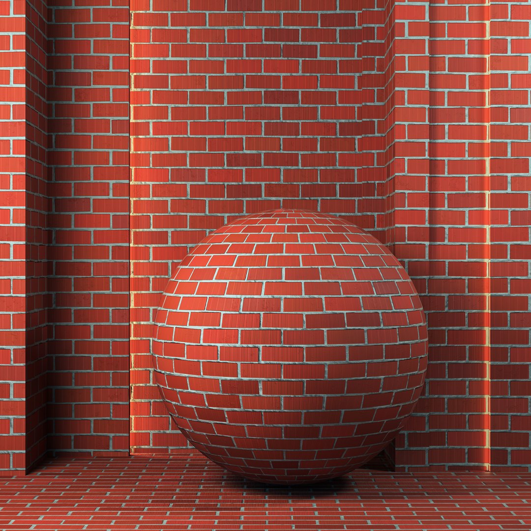 3D Modern Red Brick Wall - 4K Seamless PBR Textures Set 03 - TurboSquid ...