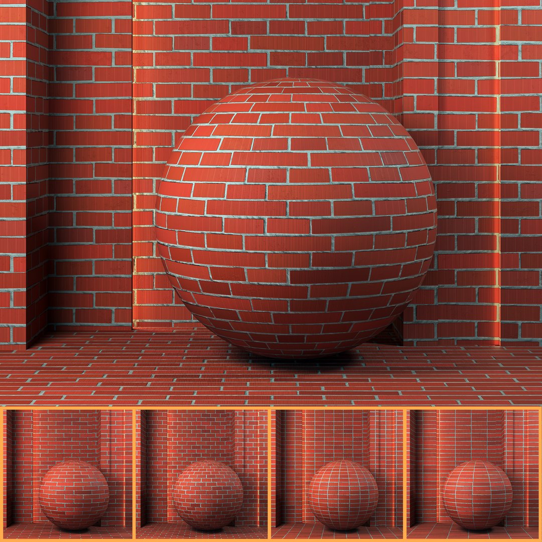 3D Modern Red Brick Wall - 4K Seamless PBR Textures Set 03 - TurboSquid ...