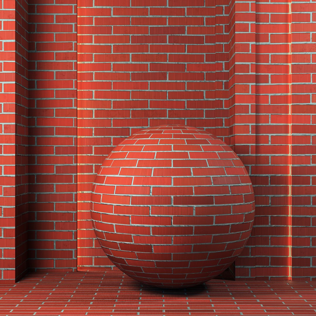 3D Modern Red Brick Wall - 4K Seamless PBR Textures Set 03 - TurboSquid ...