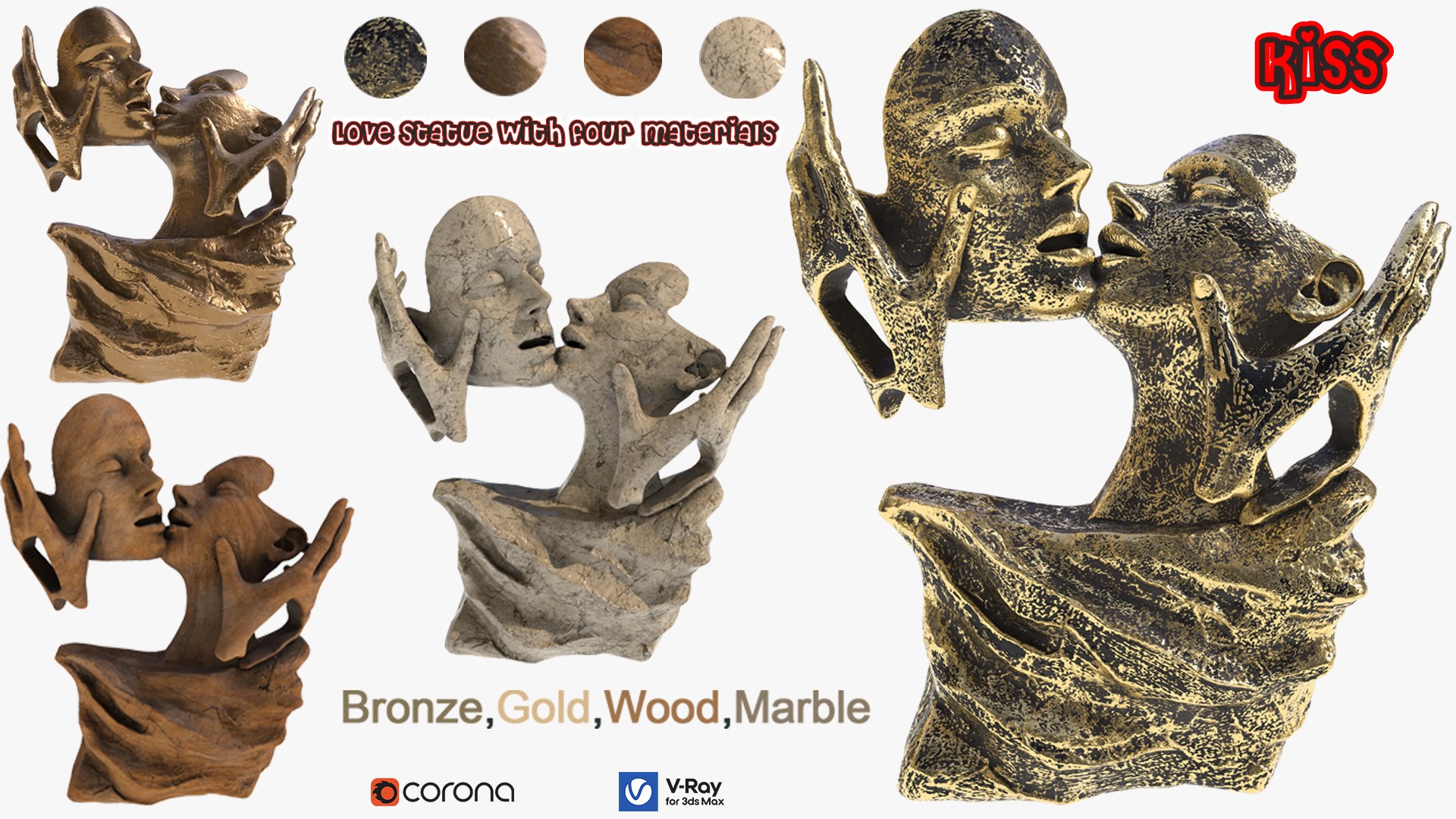 modelo 3d Love statue with four materials - TurboSquid 2074951