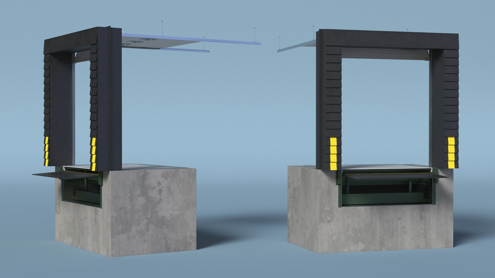 3D Retractable Truck Dock Shelter With Rolling Door Rigged Model ...