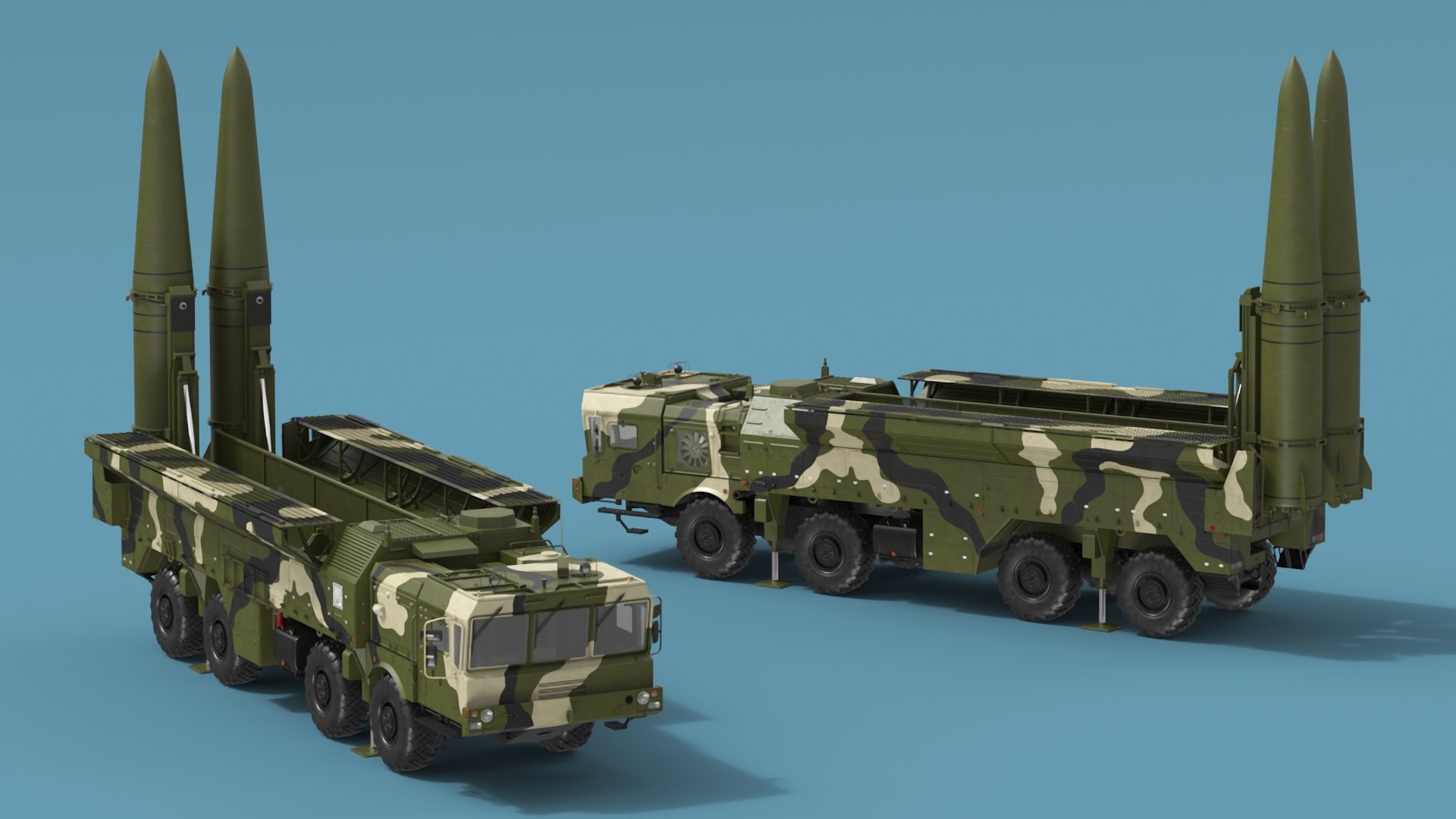 3D Iskander SS-26 Stone In Camouflage Coloring In Combat Readiness ...